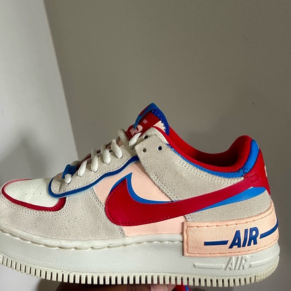 Nike | Shoes | Nike Air Force Shadow Red And Blue Sneakers | Poshmark